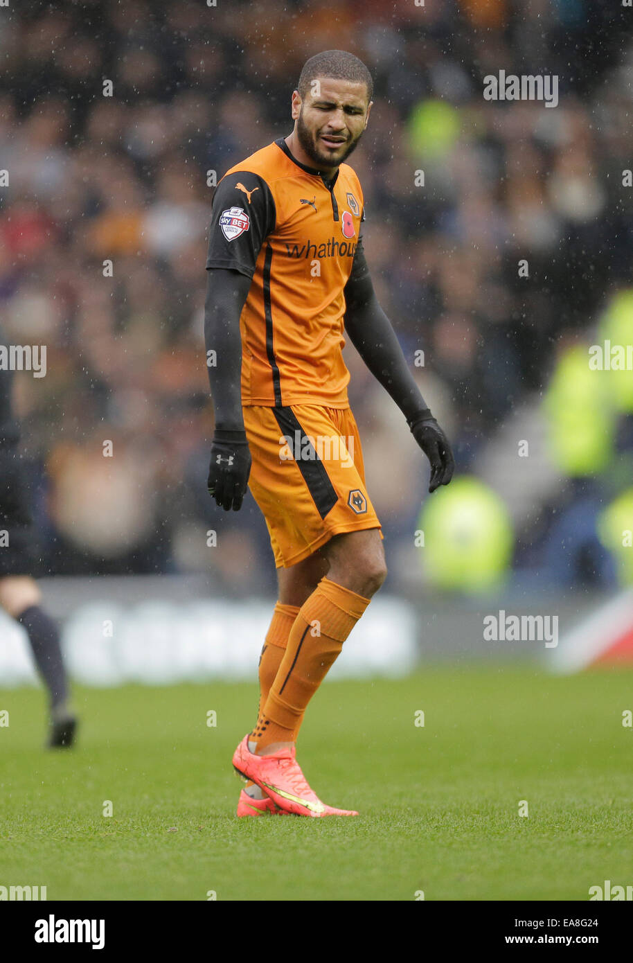 Derby, UK. 8th Nov, 2014. Dejection for Leon Clarke of Wolves ...