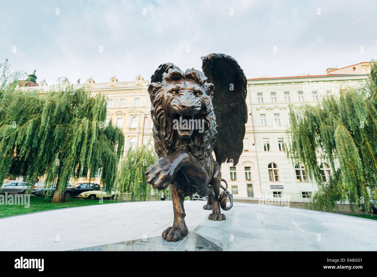 Winged Lion in Prague, Czech Republic Stock Photo - Alamy