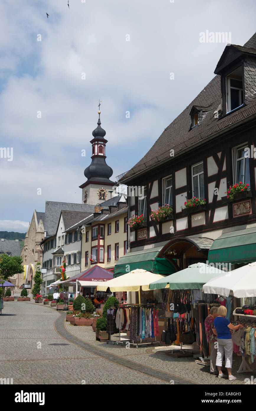 Old town centre with shops Rudesheim Hesse Germany Stock Photo - Alamy