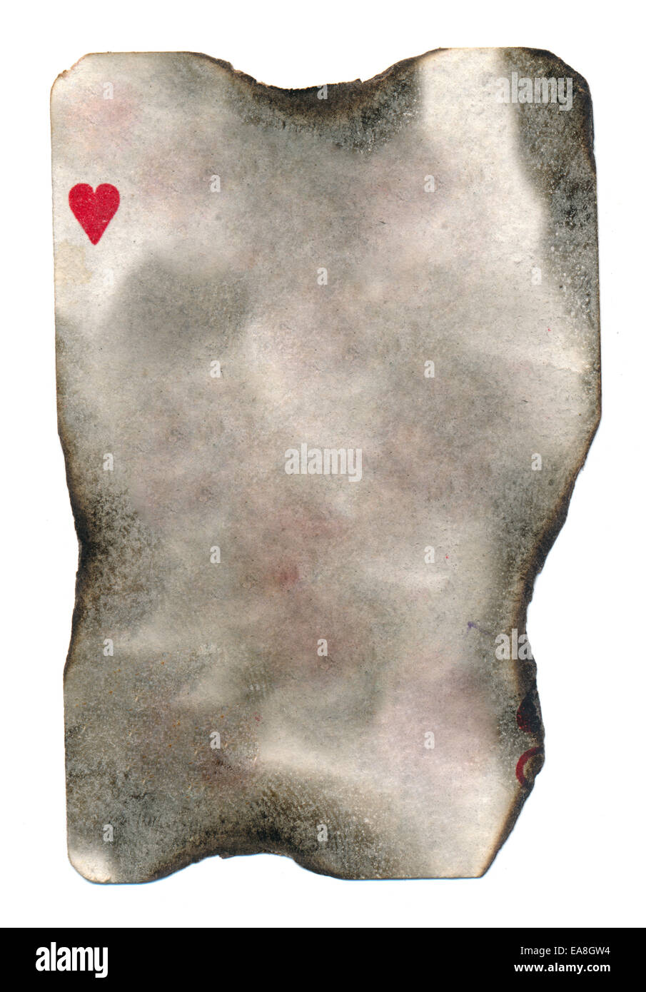 burnt old dirty playing card paper with heart symbol background ...