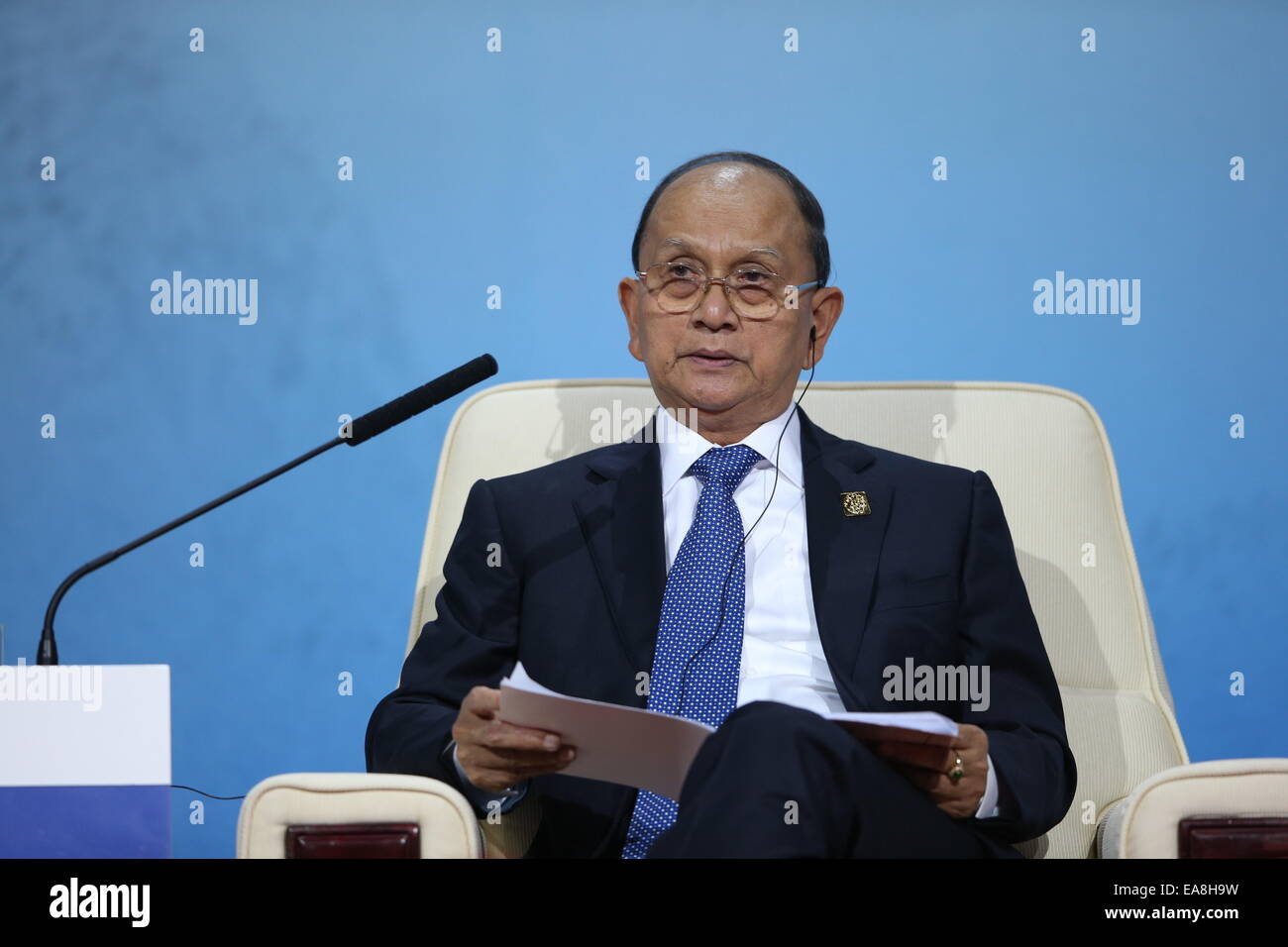 Beijing, China. 9th Nov, 2014. Myanmar President U Thein Sein attends a ...