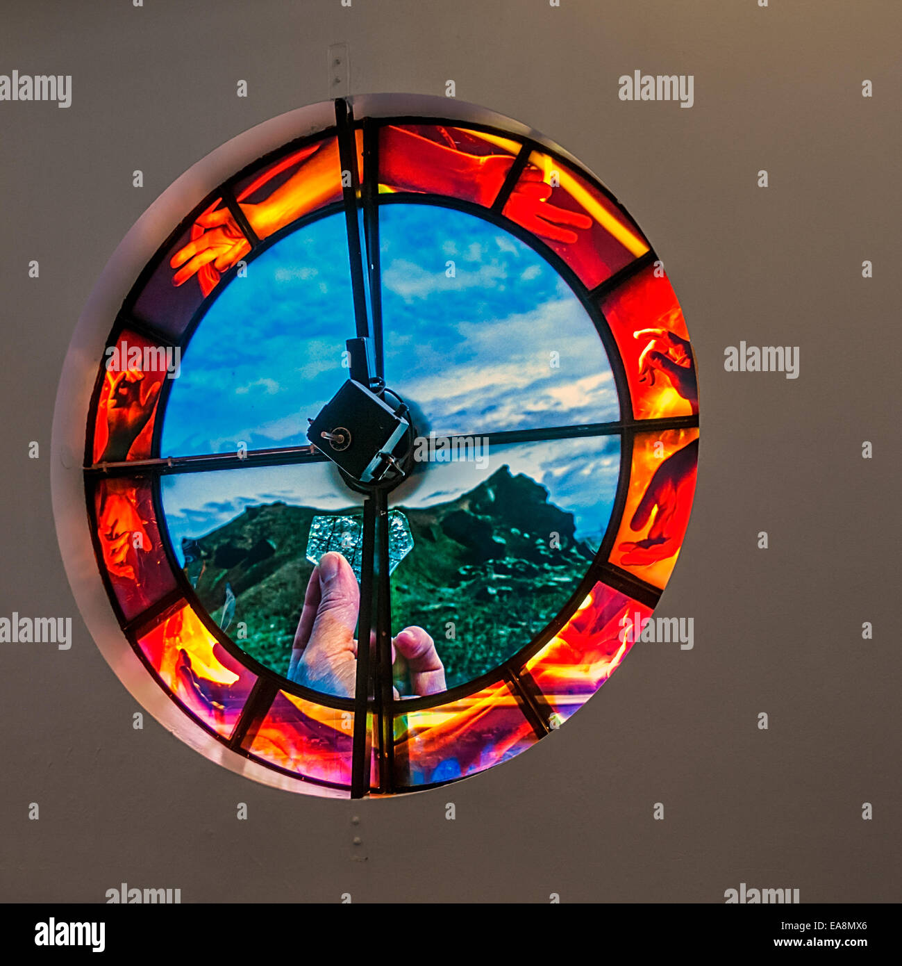Beating Time - Plate Glass Clock Face Stock Photo - Alamy