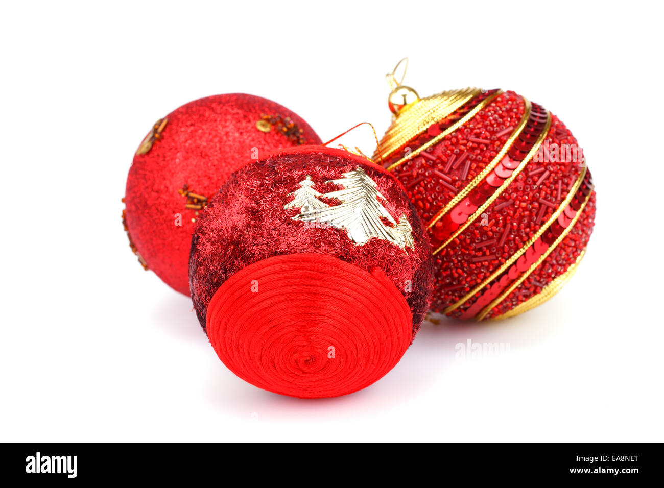 Christmas red balls isolated on white background Stock Photo - Alamy