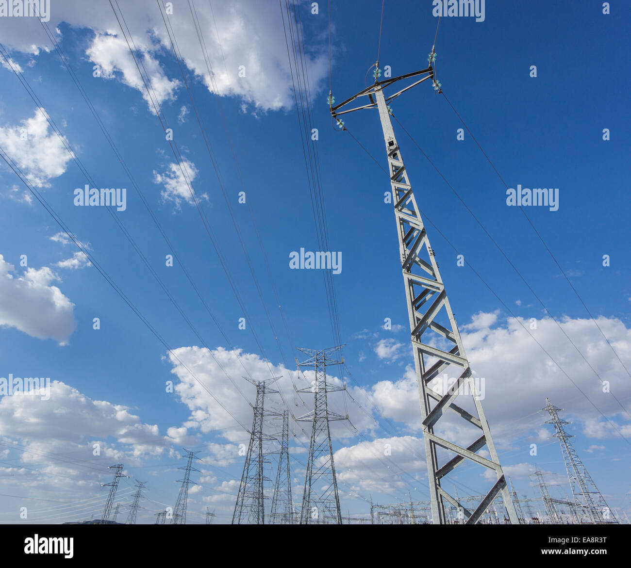 Electric pylon low angle view hi-res stock photography and images - Alamy