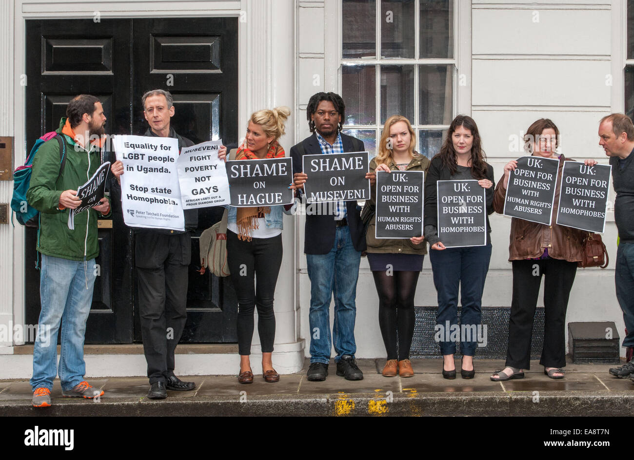 Human Rights activists hold a demonstration ahead of the arrival of ...