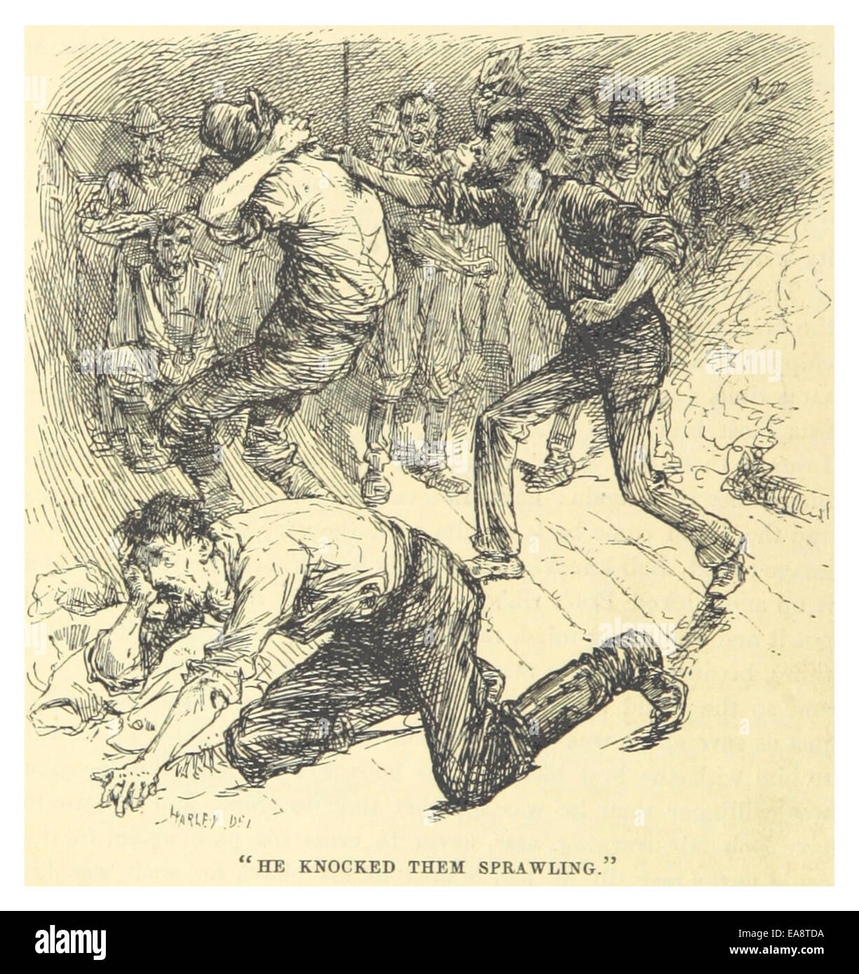 MARK TWAIN(1883) p054 - HE KNOCKED THEM SPRAWLLNG Stock Photo - Alamy