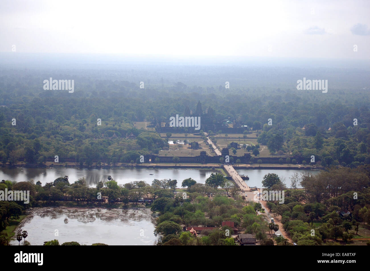 View on top of Angkor Wat in morning. Angkor Wat was first a Hindu ...