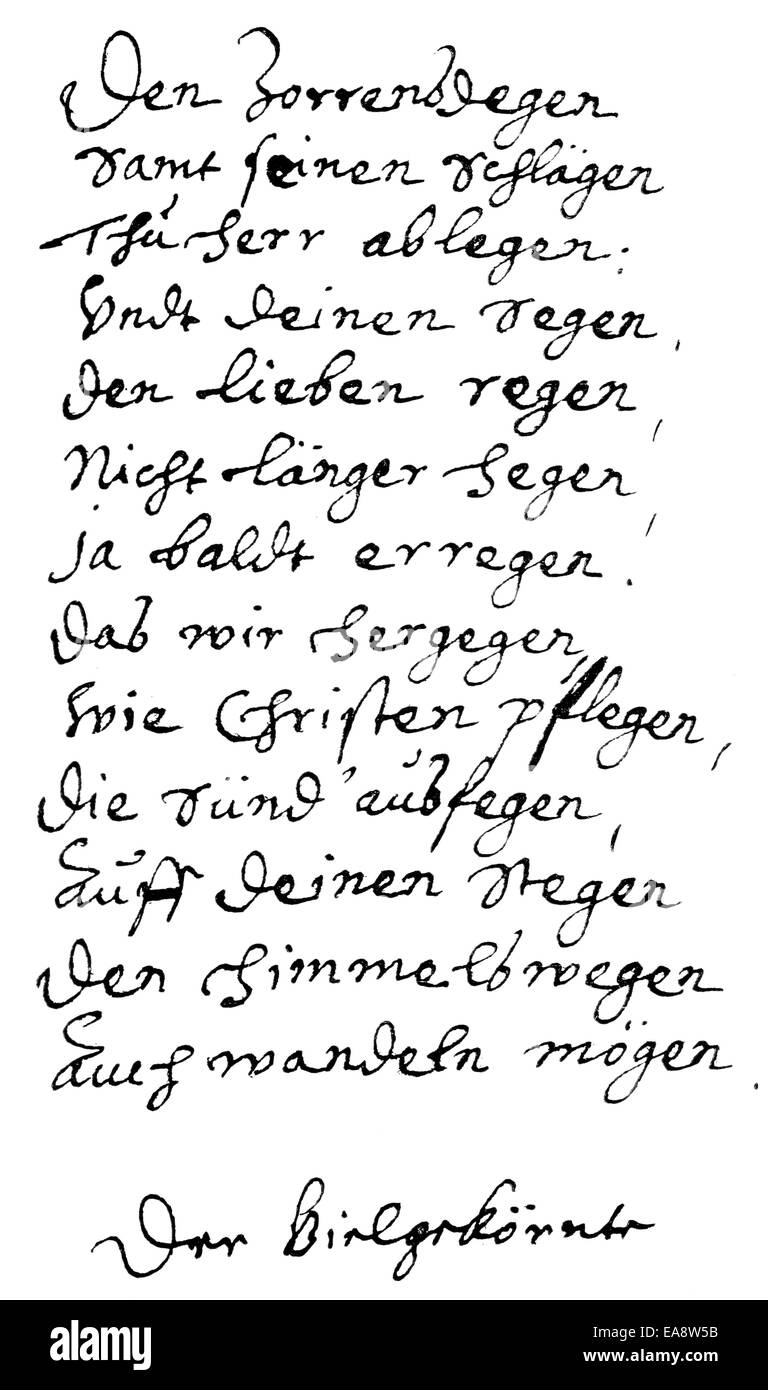 Historic manuscript, poem by the writer Dietrich von dem Werder 1584 ...