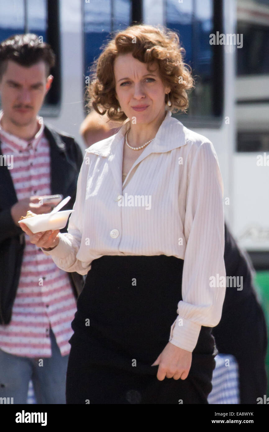 Amanda Abbington spotted taking a break between scenes on the film set ...