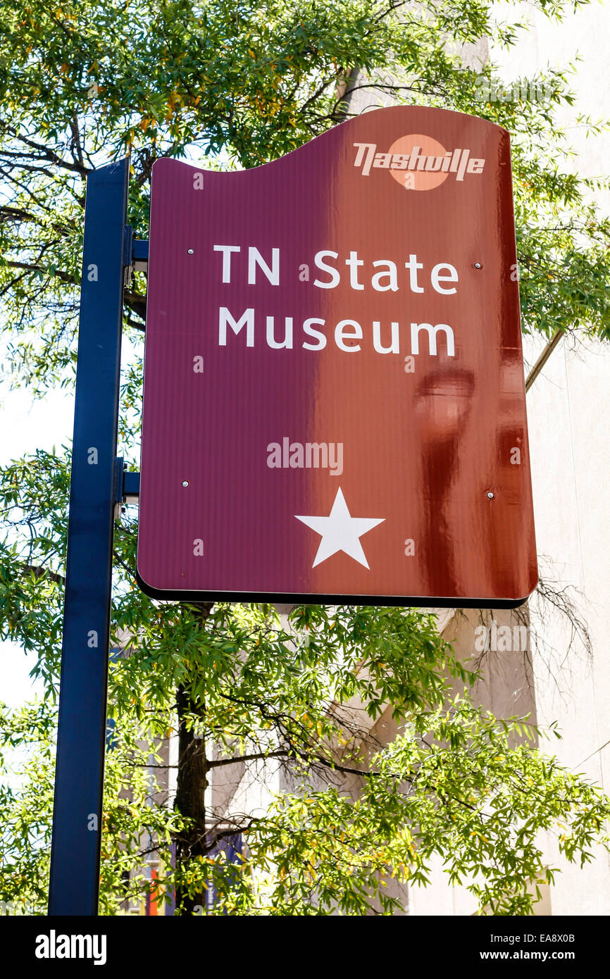 TN State Museum signpost in downtown Nashville Tennessee Stock Photo ...