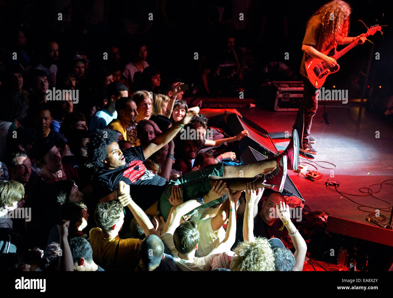 BARCELONA - MAY 30: The audience doing crowd surfing (also known as ...