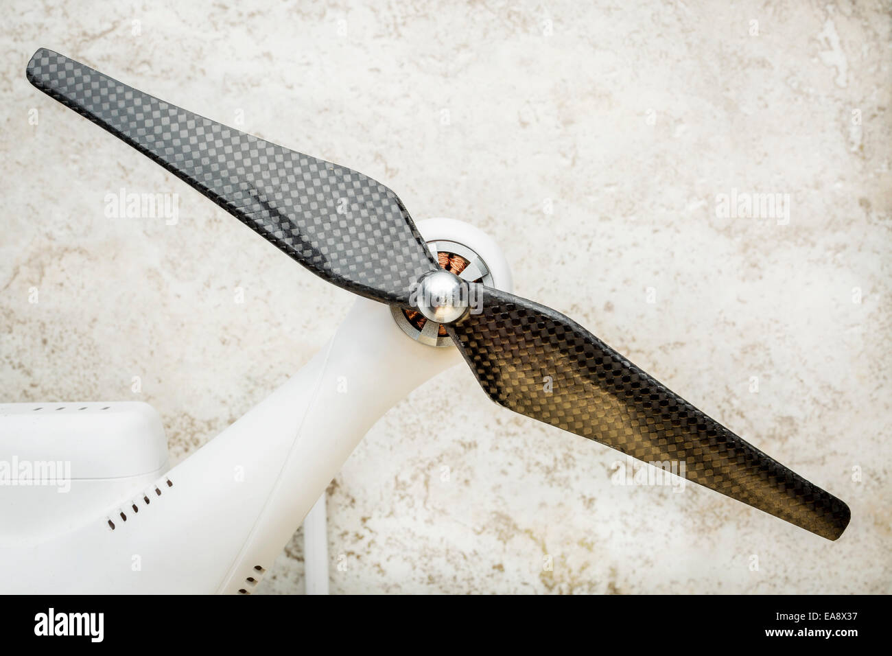 arm of a small quadcopter drone with a carbon fiber propeller Stock ...