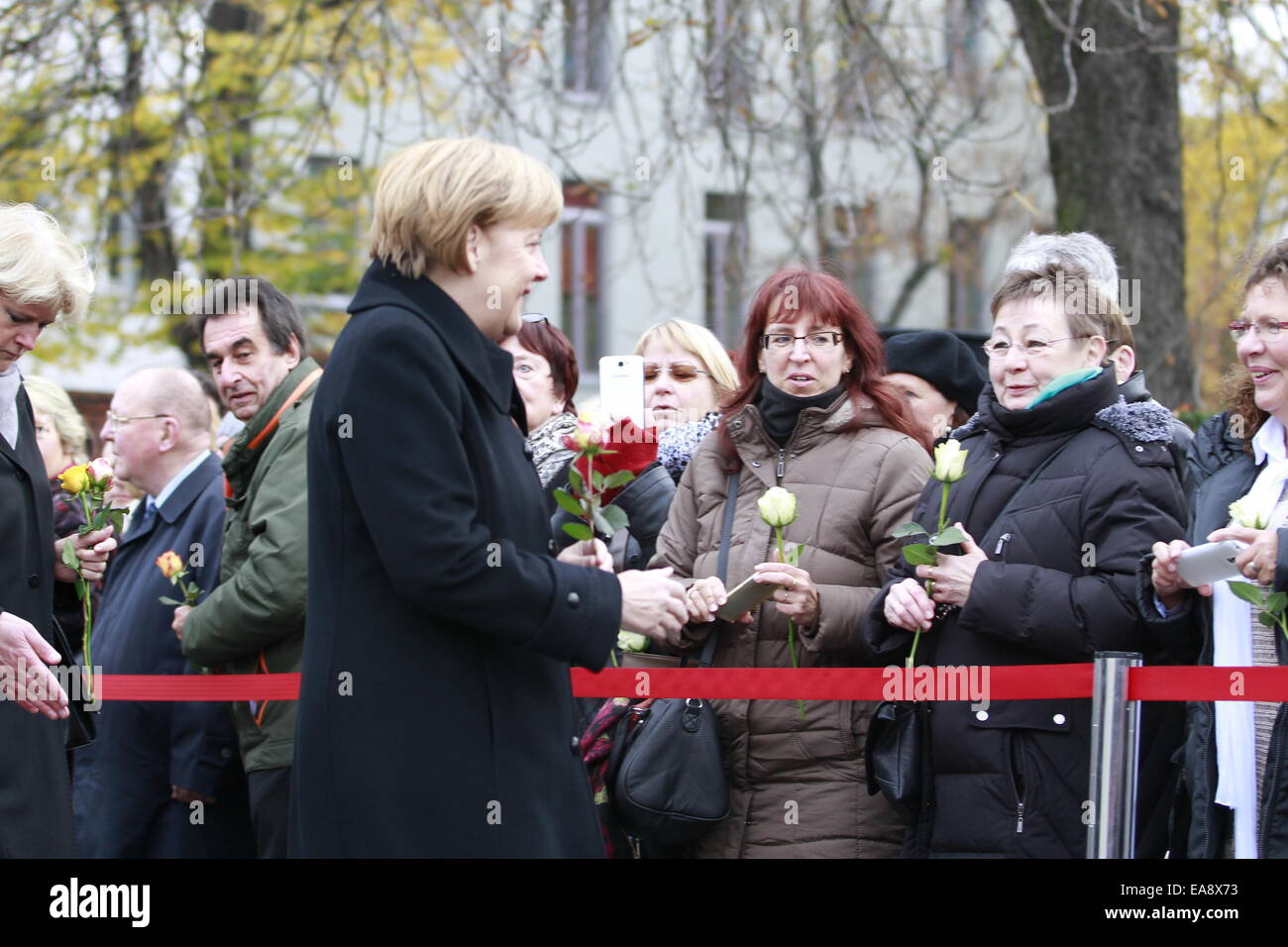 German chancellor Angela Merkel visited the Berlin Wall Memorial at the ...