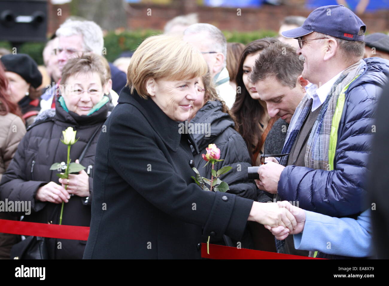 German chancellor Angela Merkel visited the Berlin Wall Memorial at the ...