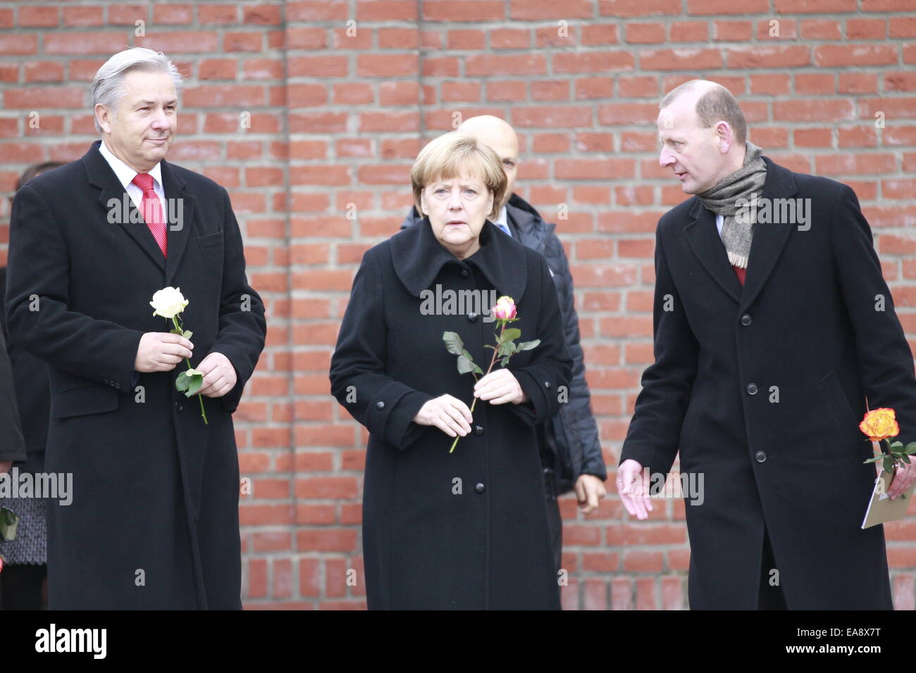 German chancellor Angela Merkel visited the Berlin Wall Memorial at the ...