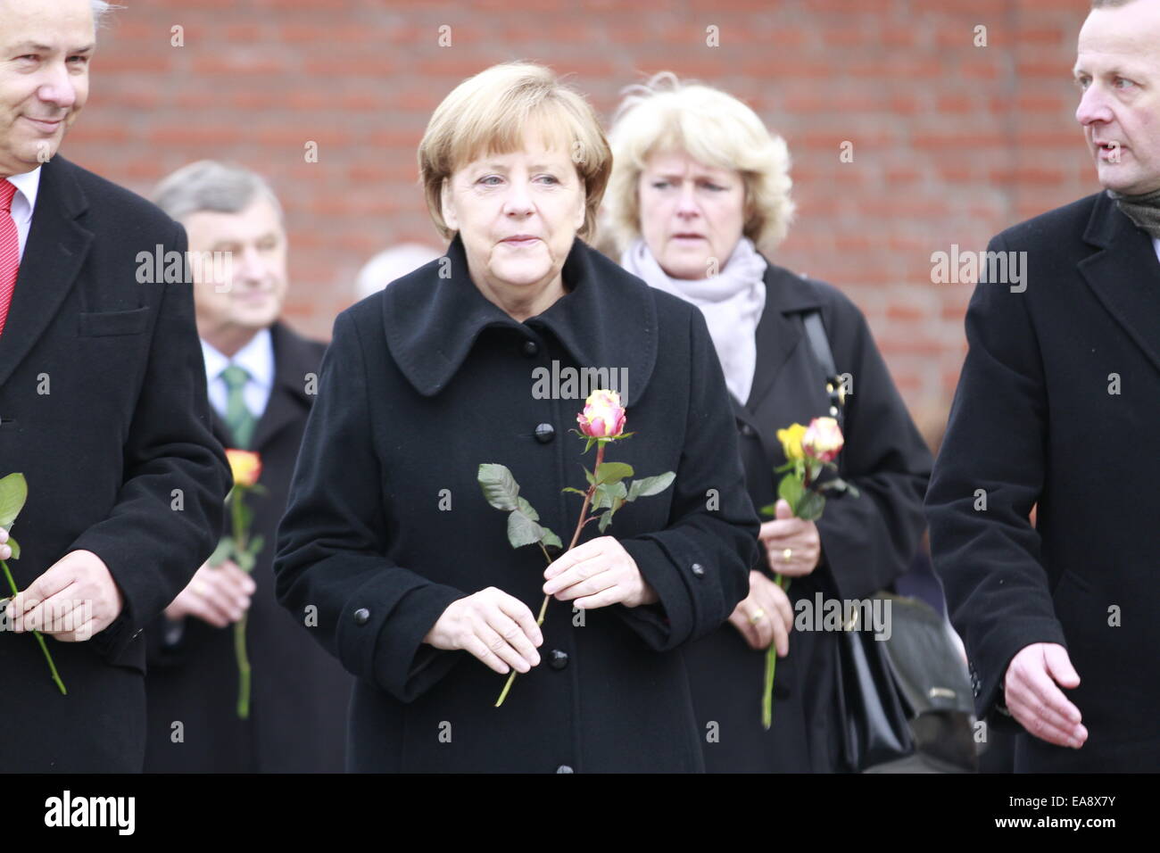 German chancellor Angela Merkel visited the Berlin Wall Memorial at the ...