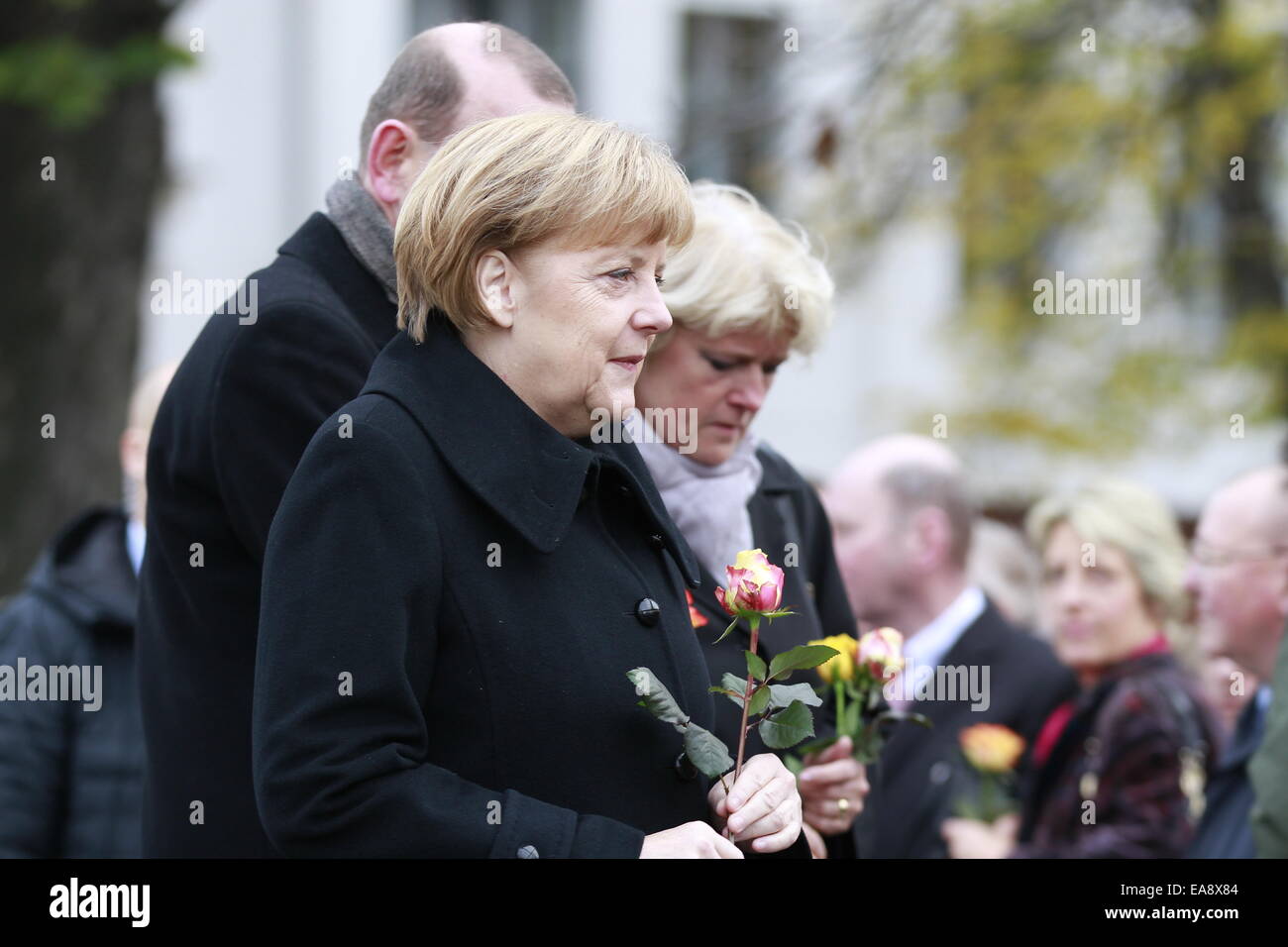 German chancellor Angela Merkel visited the Berlin Wall Memorial at the ...