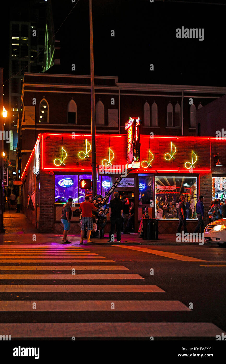 Neon lights at night on Broadway in Nashville Tennessee Stock Photo - Alamy