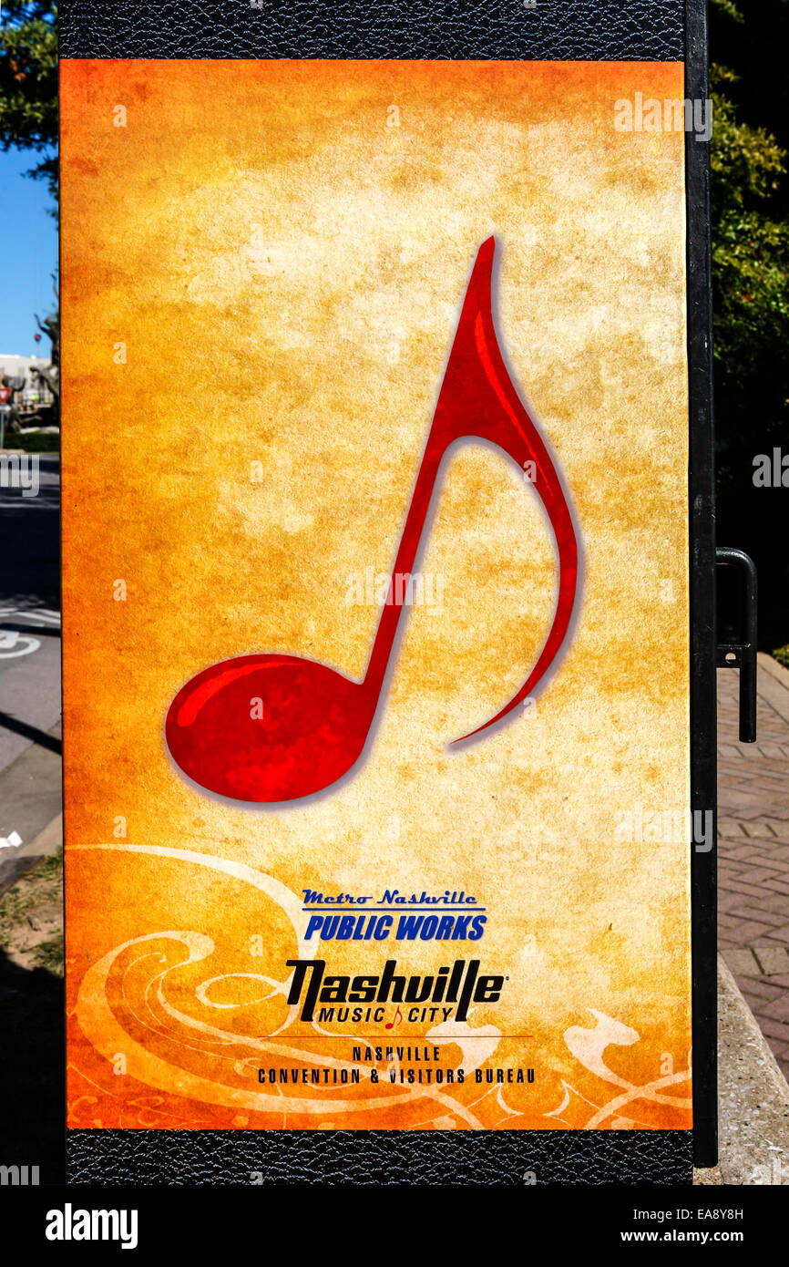 Music note on a poster for Nashville Tennessee - Home of Country Music ...