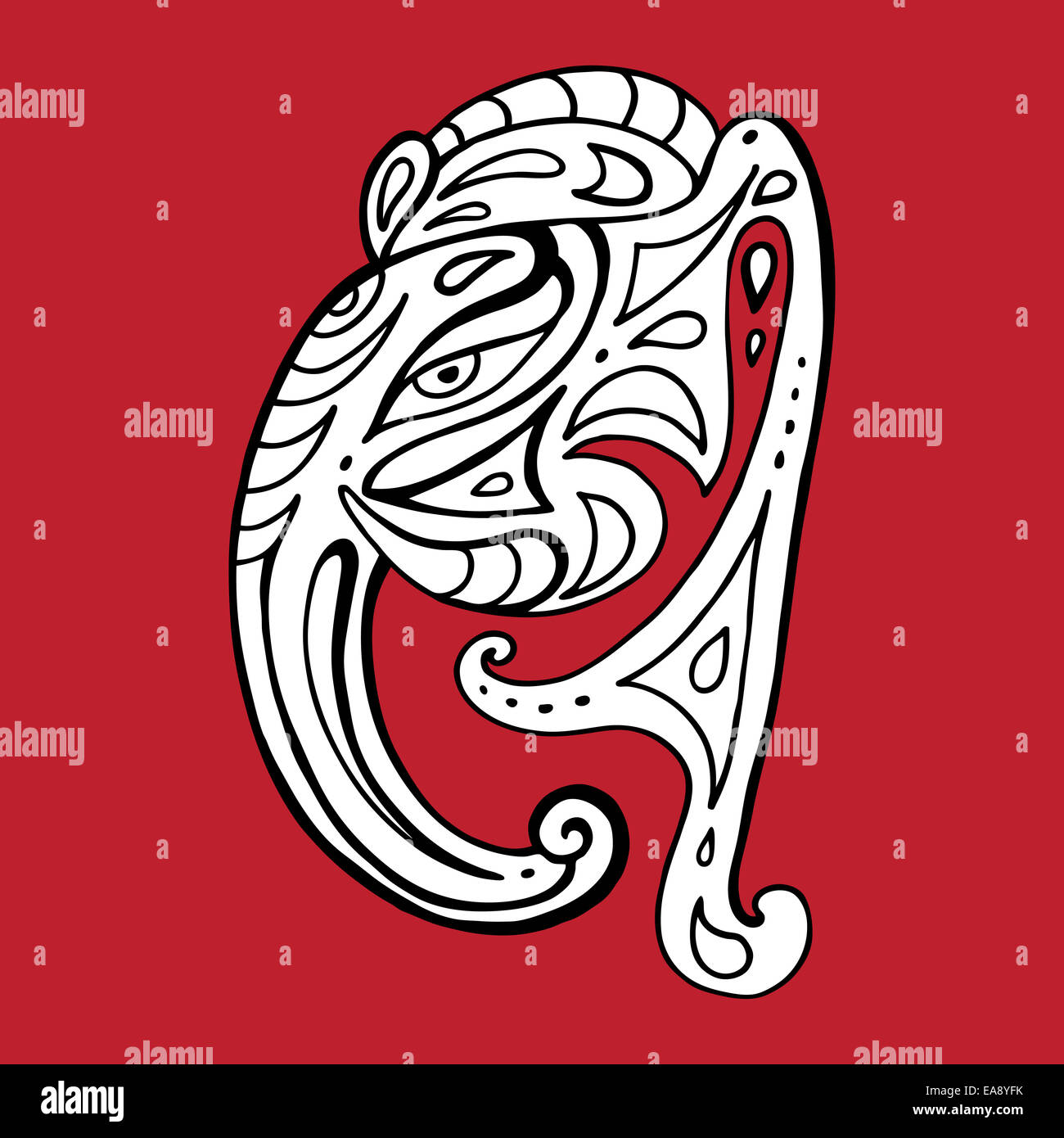 Elephant head.. Ganesha Hand drawn illustration Stock Photo - Alamy