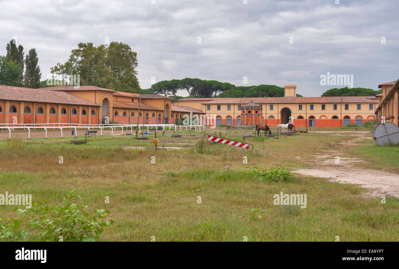 ancient building stable and troughs for horses on a farm in Tuscany ...