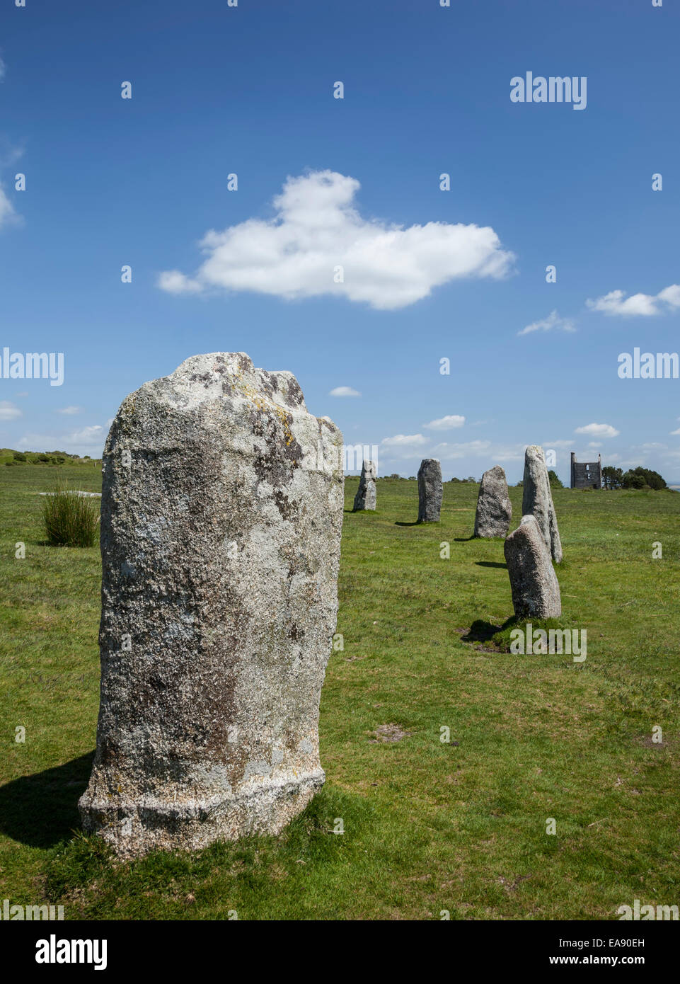 The Hurlers stone circle near Liskeard, Cornwall, vertical Stock Photo ...