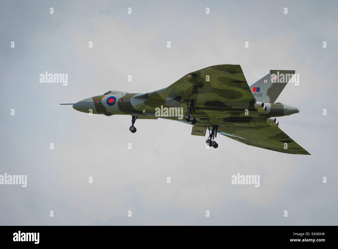 Cosford, UK - 8 June 2014: Vintage British restored Vulcan Bomber XH558 ...