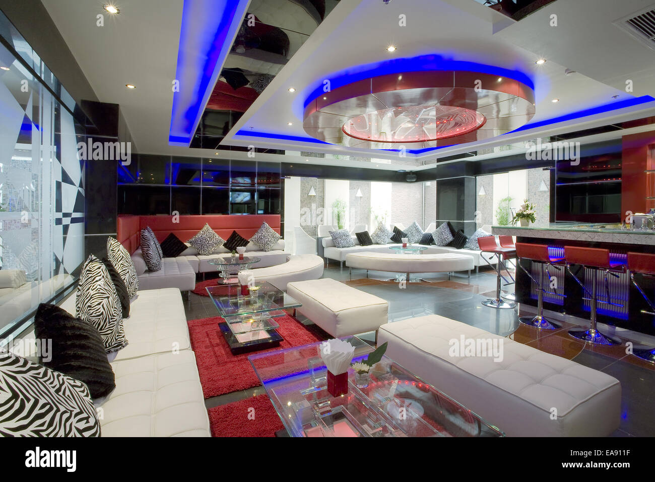 Panoramic view of nice modern stylish hotel lobby interior Stock Photo ...