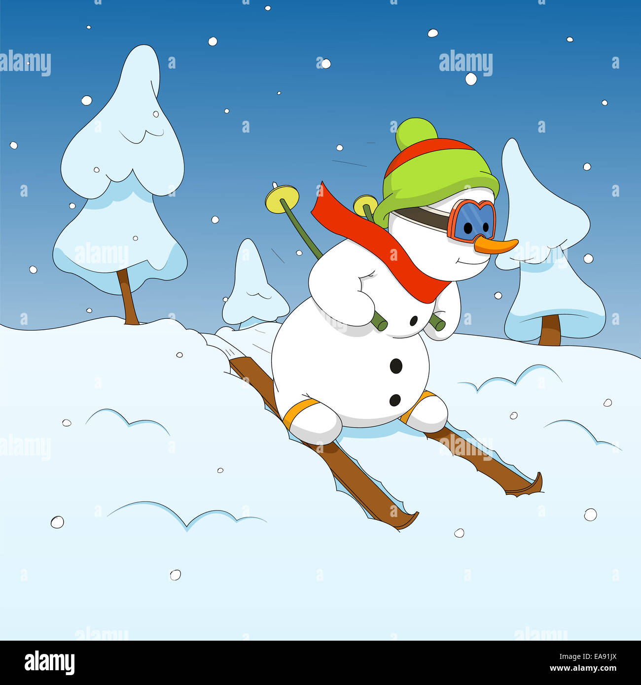 Snowman and winter sports Stock Photo - Alamy