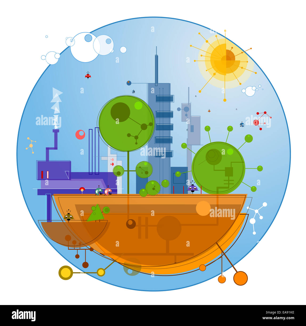 Future city cartoon hi-res stock photography and images - Alamy