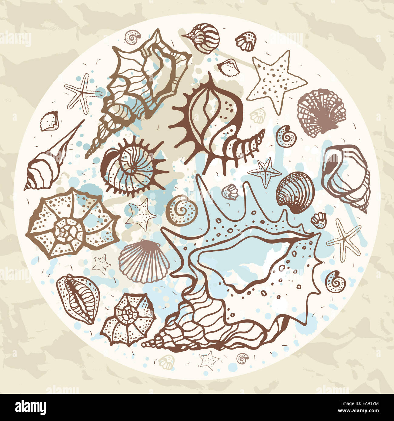 Sea background. Hand drawn vector illustration Stock Photo - Alamy