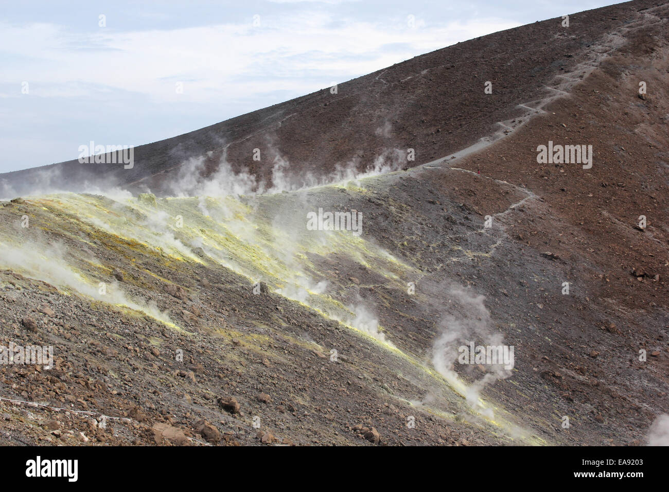 The smoking crater of Vulcano in the Aeolian Islands Stock Photo - Alamy