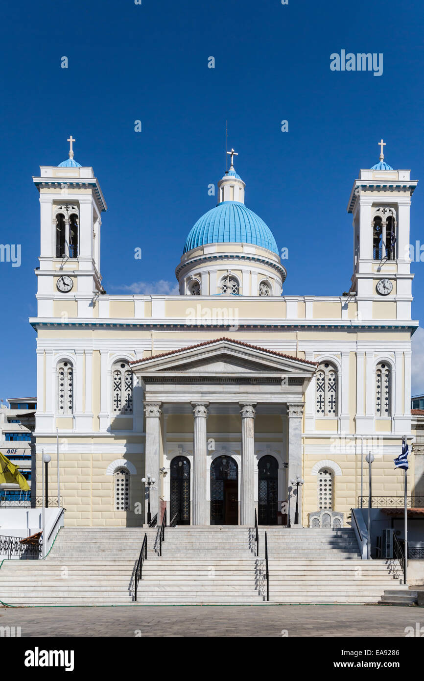 The Orthodox Church of St. Nicholas in the port city of Piraeus near ...