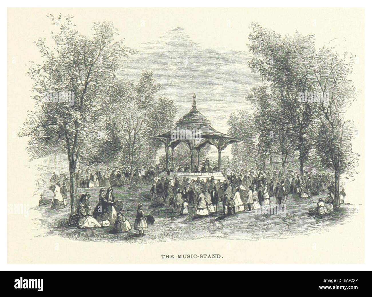 This 1869 illustration depicts the music stand in Central Park, New ...
