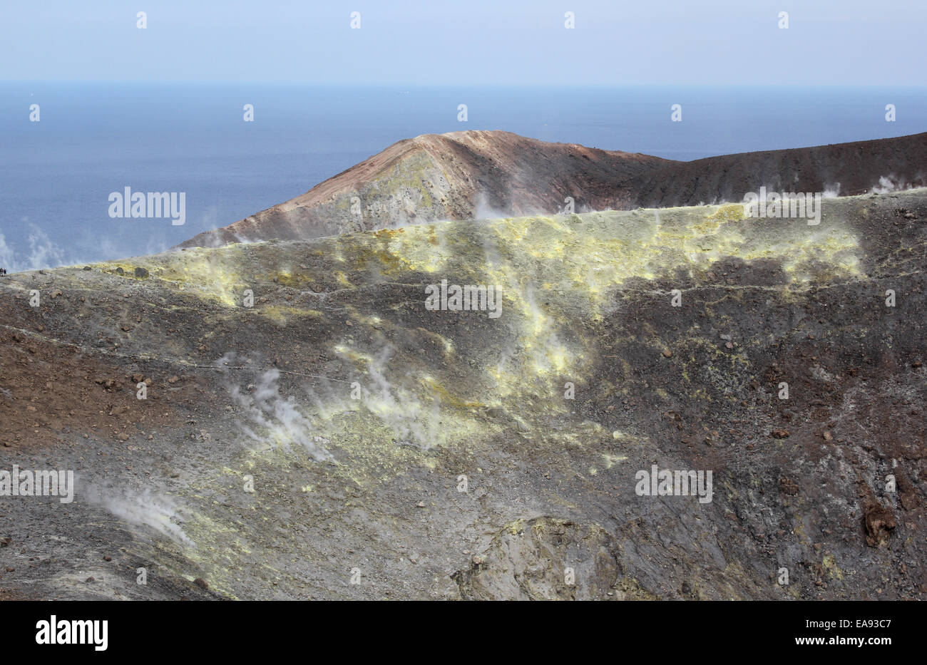 The smoking crater of Vulcano in the Aeolian Islands Stock Photo - Alamy