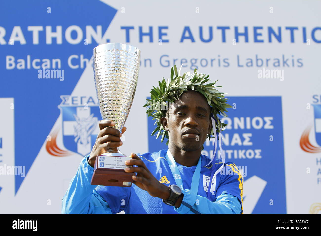 The winner of the 32nd Athens Marathon The Authentic, the Kenyan Felix ...