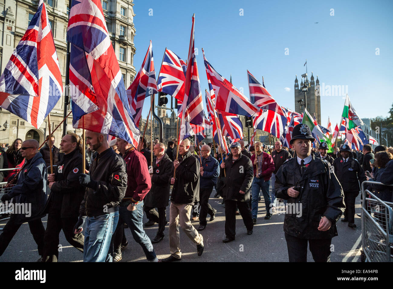London, UK. 9th Nov, 2014. Far right National Front march on ...