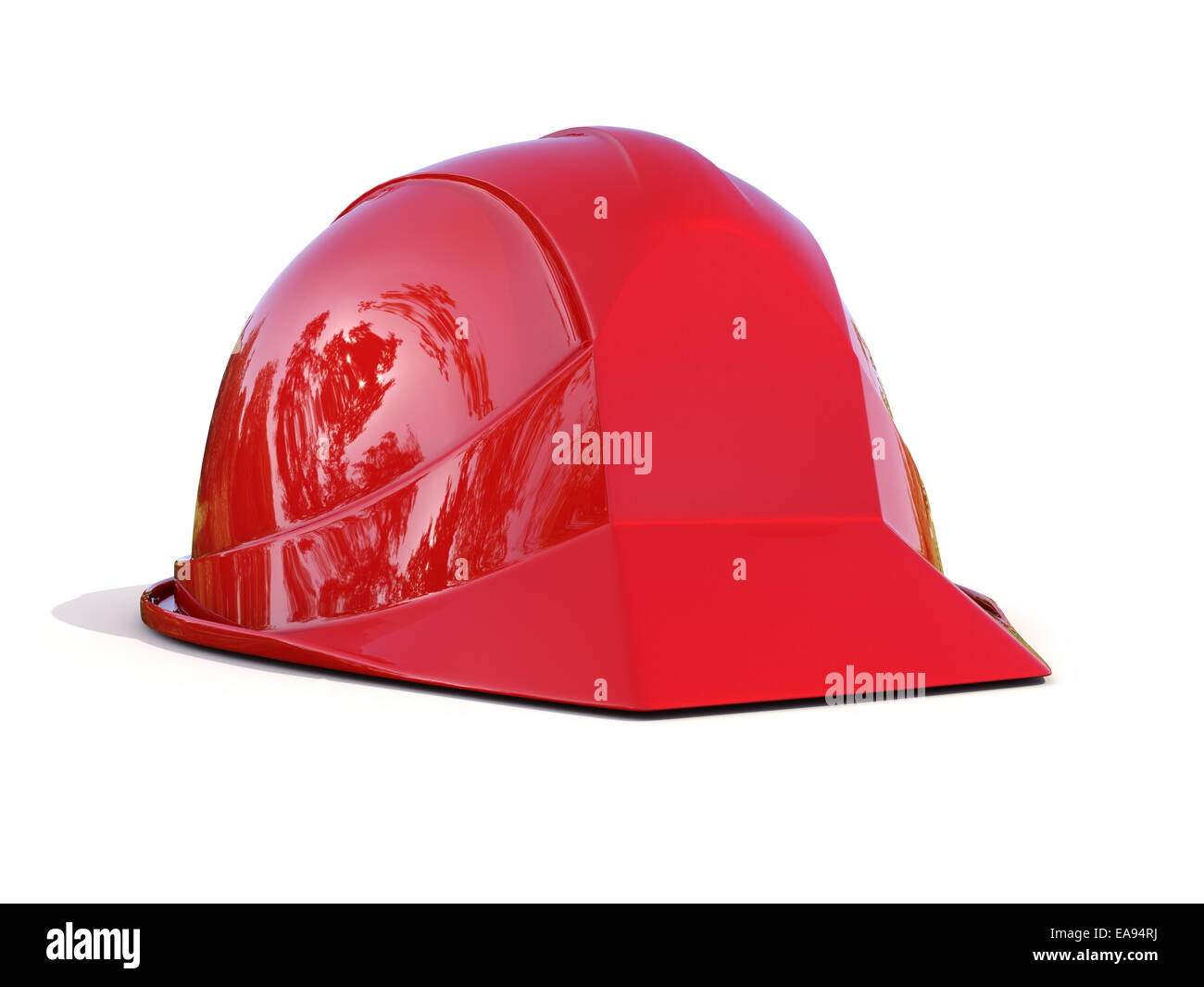 Red work helmet on white background. Hard hat Stock Photo - Alamy