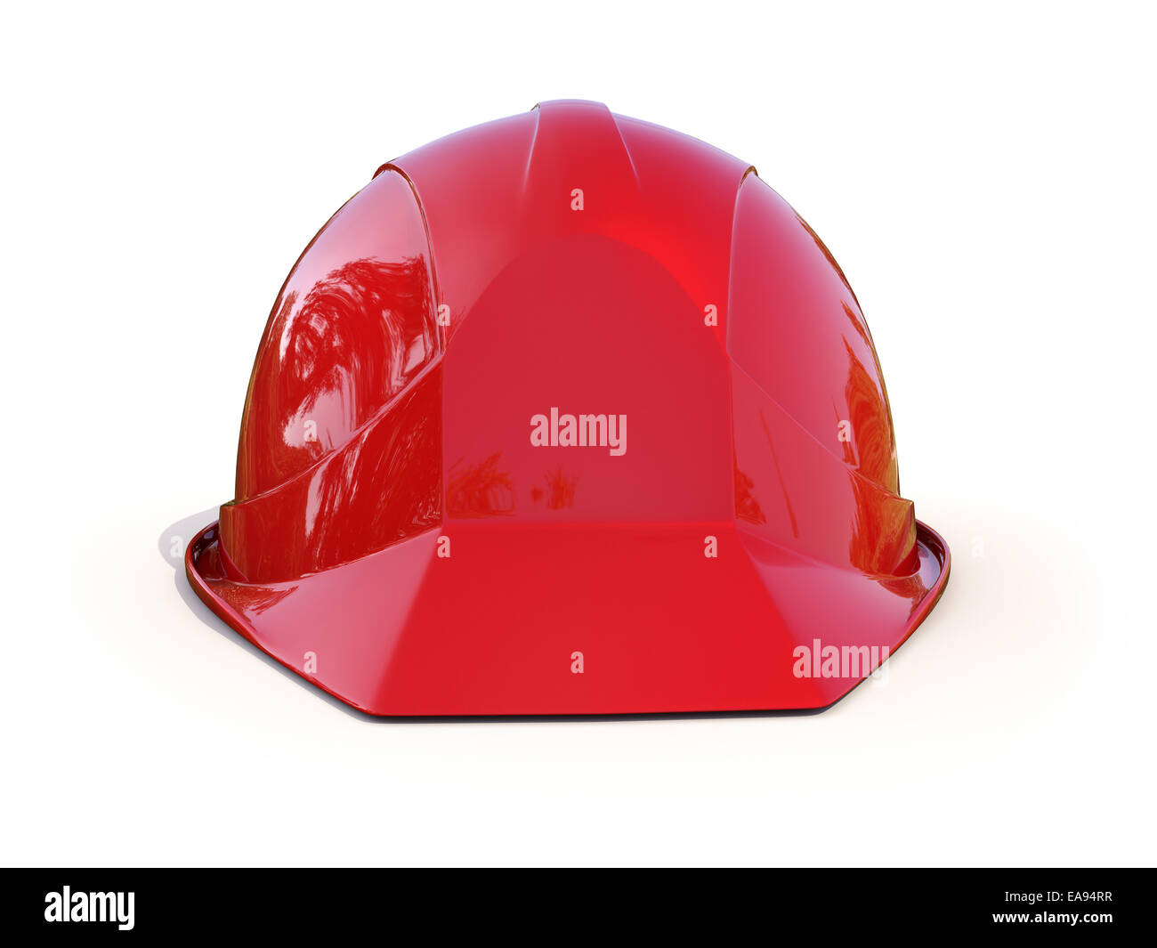 Red work helmet on white background. Hard hat Stock Photo - Alamy