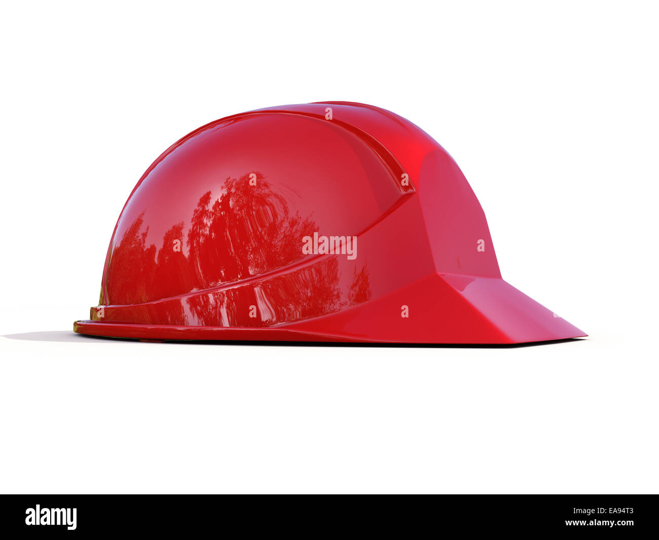 Red work helmet on white background. Hard hat Stock Photo - Alamy