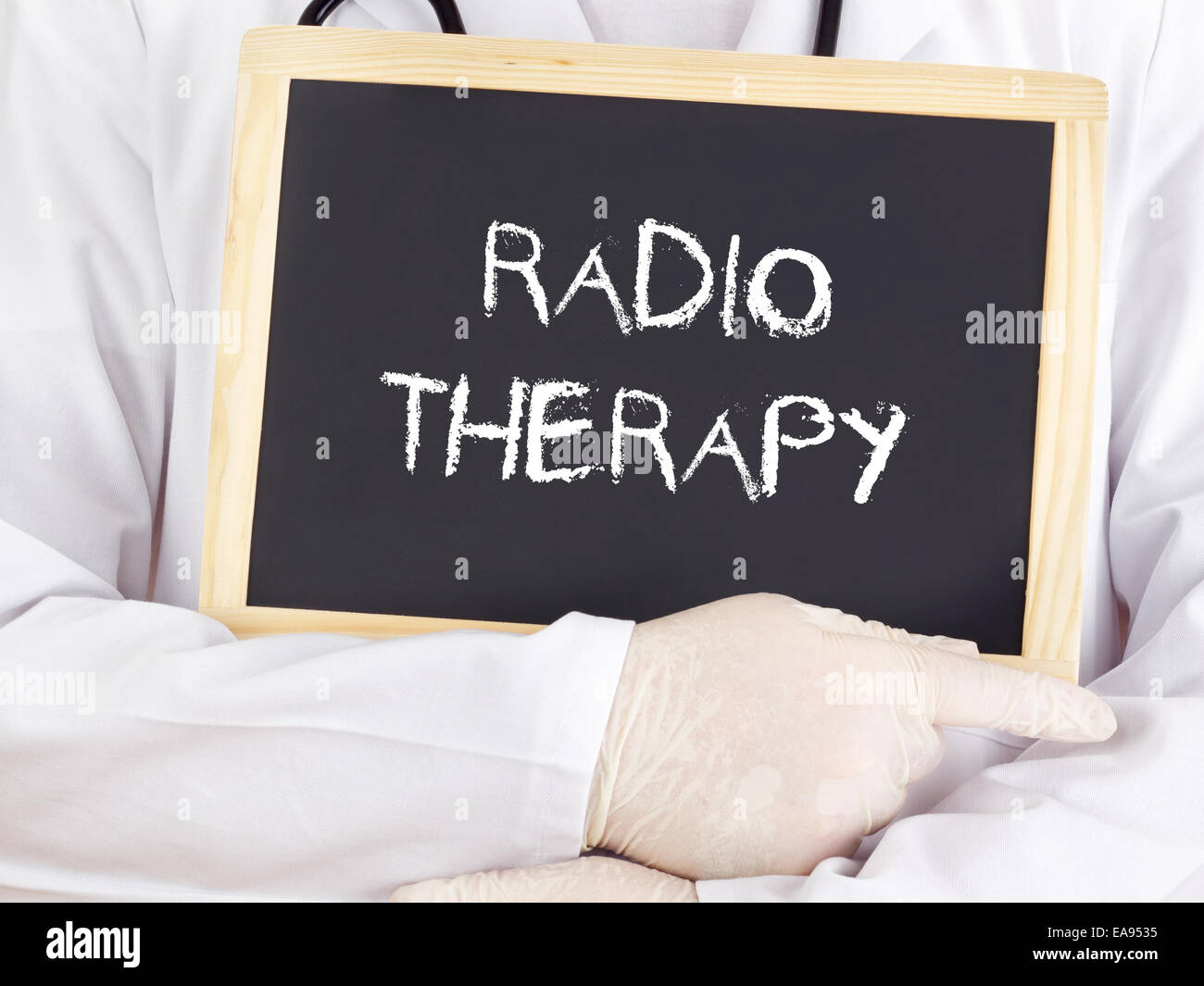 Doctor shows information radiotherapy hi-res stock photography and ...