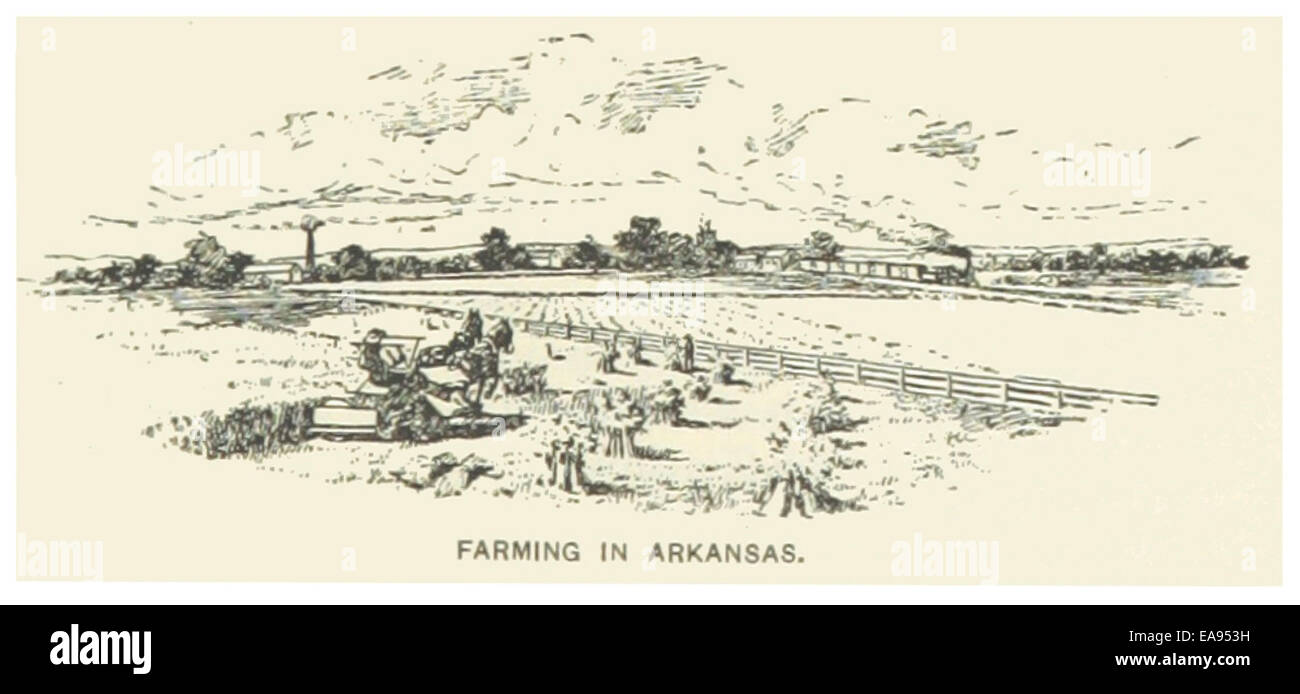 An illustration from the 1891 US-AR map, depicting farming in Arkansas ...