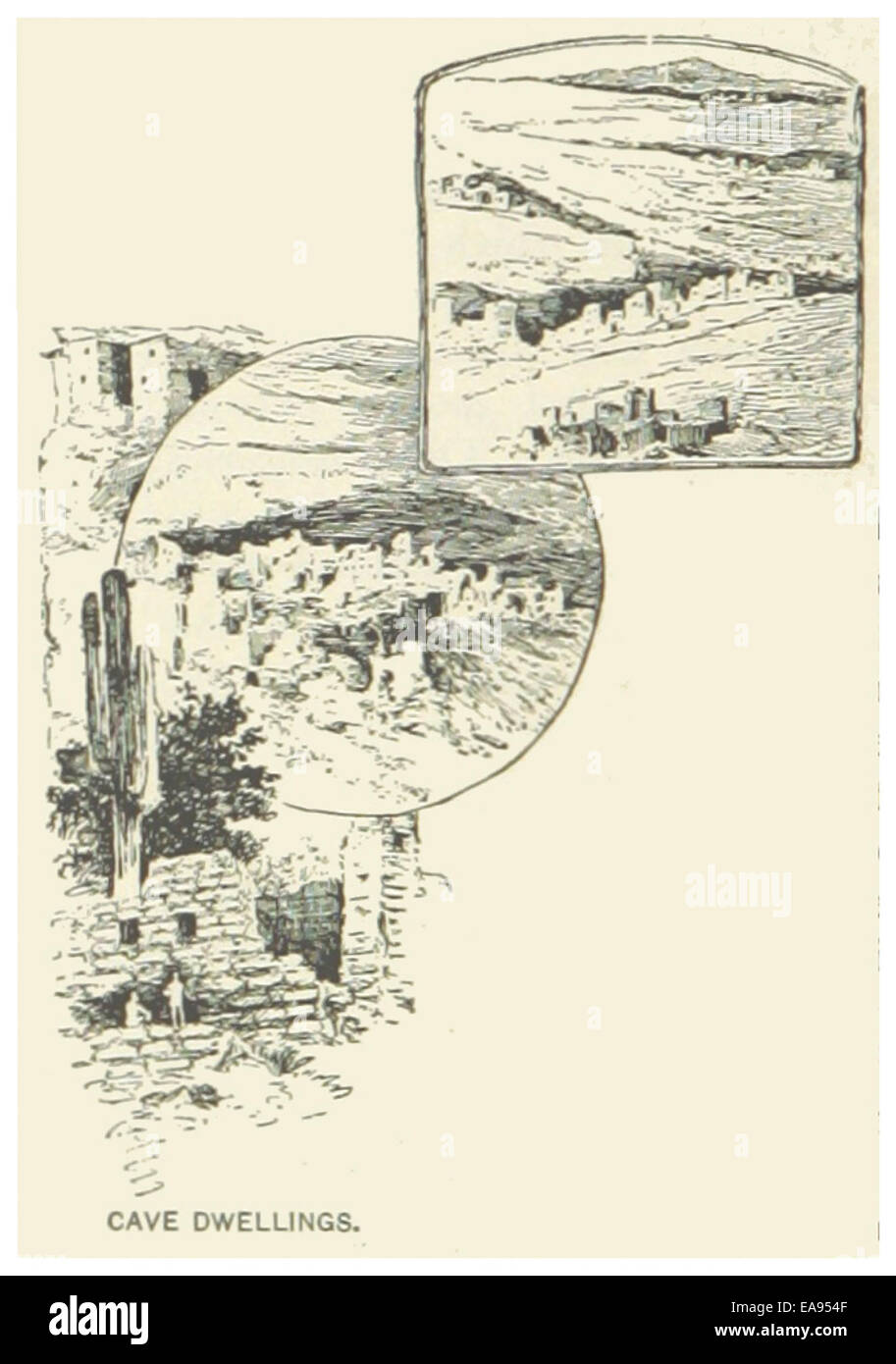 US-AZ(1891) p056 illustrates the cave dwellings in Arizona, providing a ...
