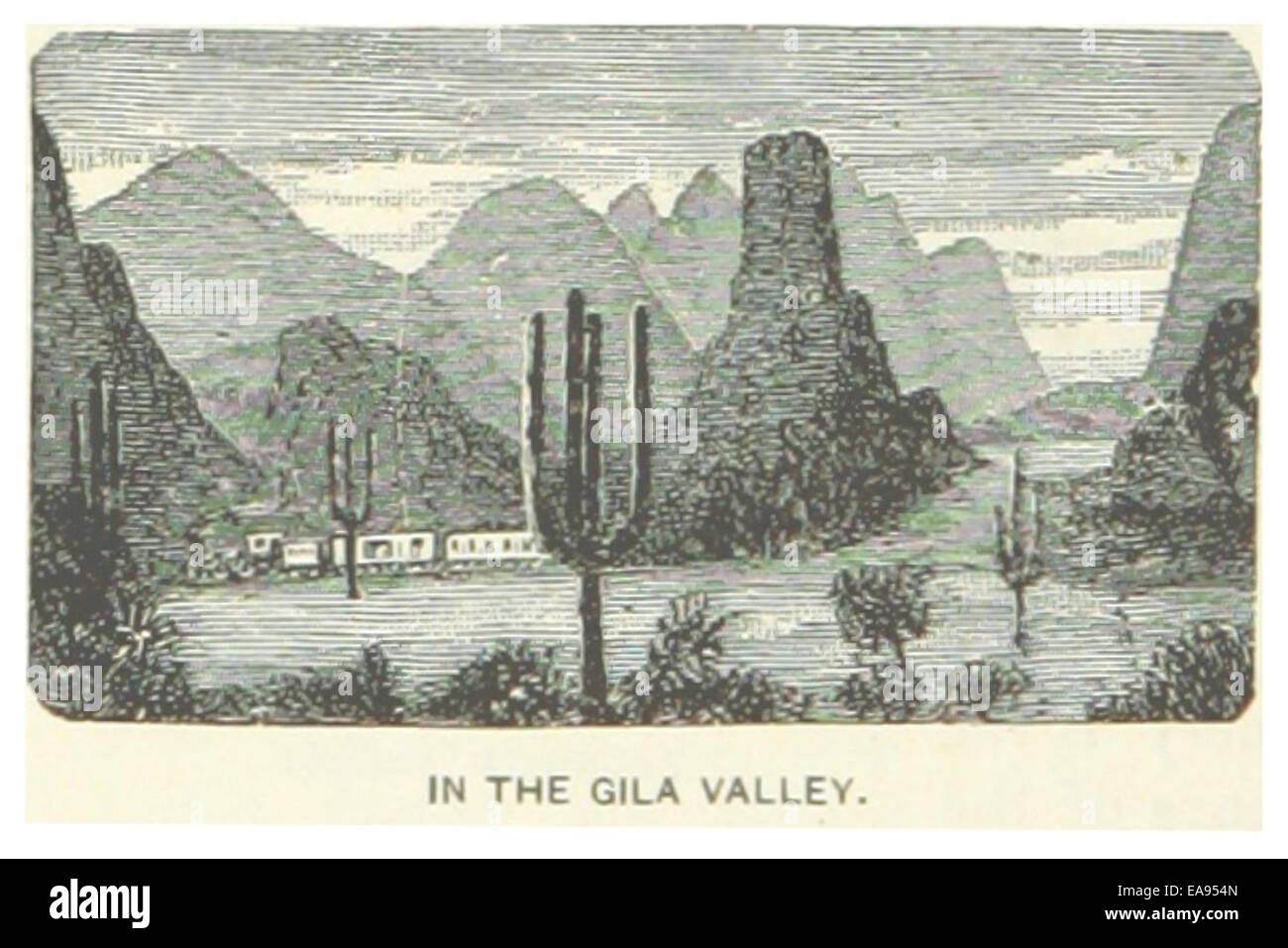 An 1891 map of the Gila Valley in Arizona, showing the geographical ...