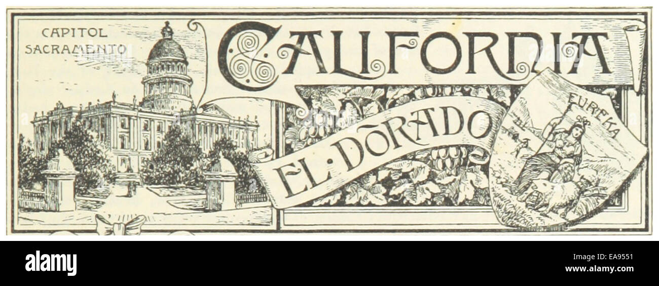 This 1891 map and illustration showcase El Dorado State in California ...
