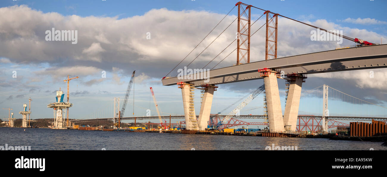 The Queensferry Bridge across the Firth of Forth near Edinburgh, under ...