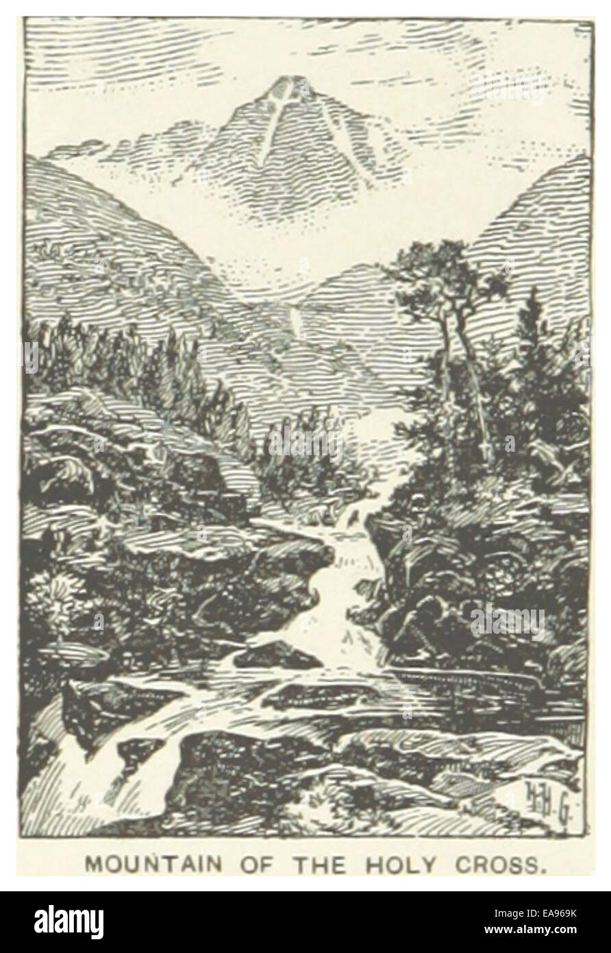 This 1891 map illustration depicts the Mountain of the Holy Cross in ...