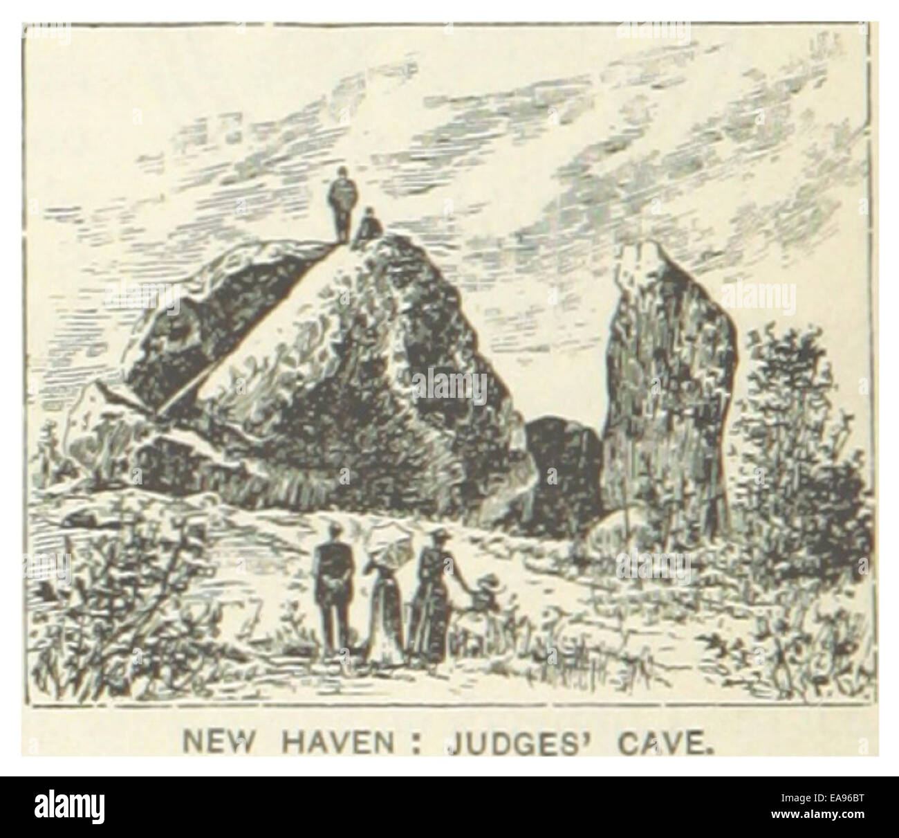 An 1891 map illustrating Judges' Cave in New Haven, Connecticut. The ...