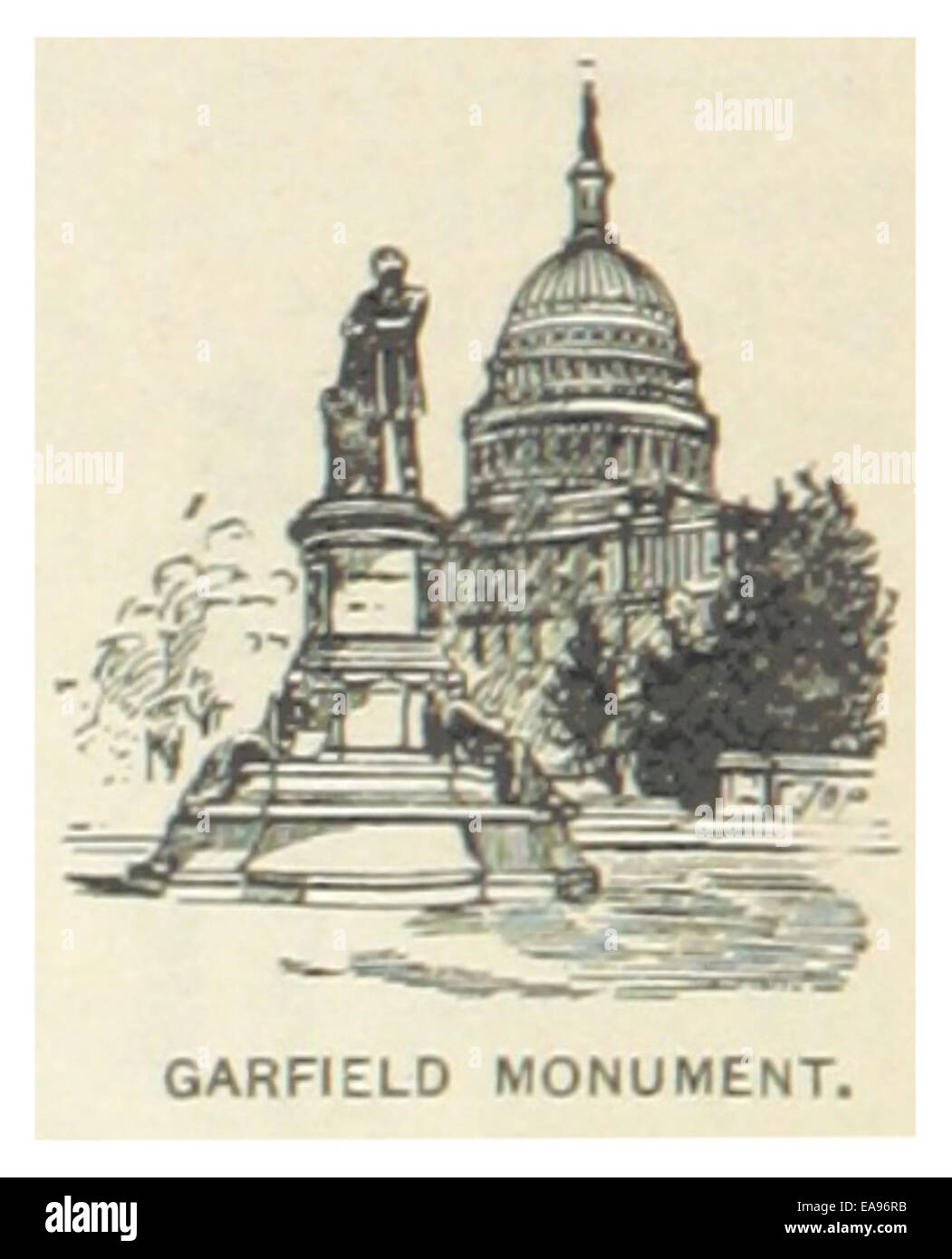 This 1891 map illustration depicts the Garfield Monument in Washington ...