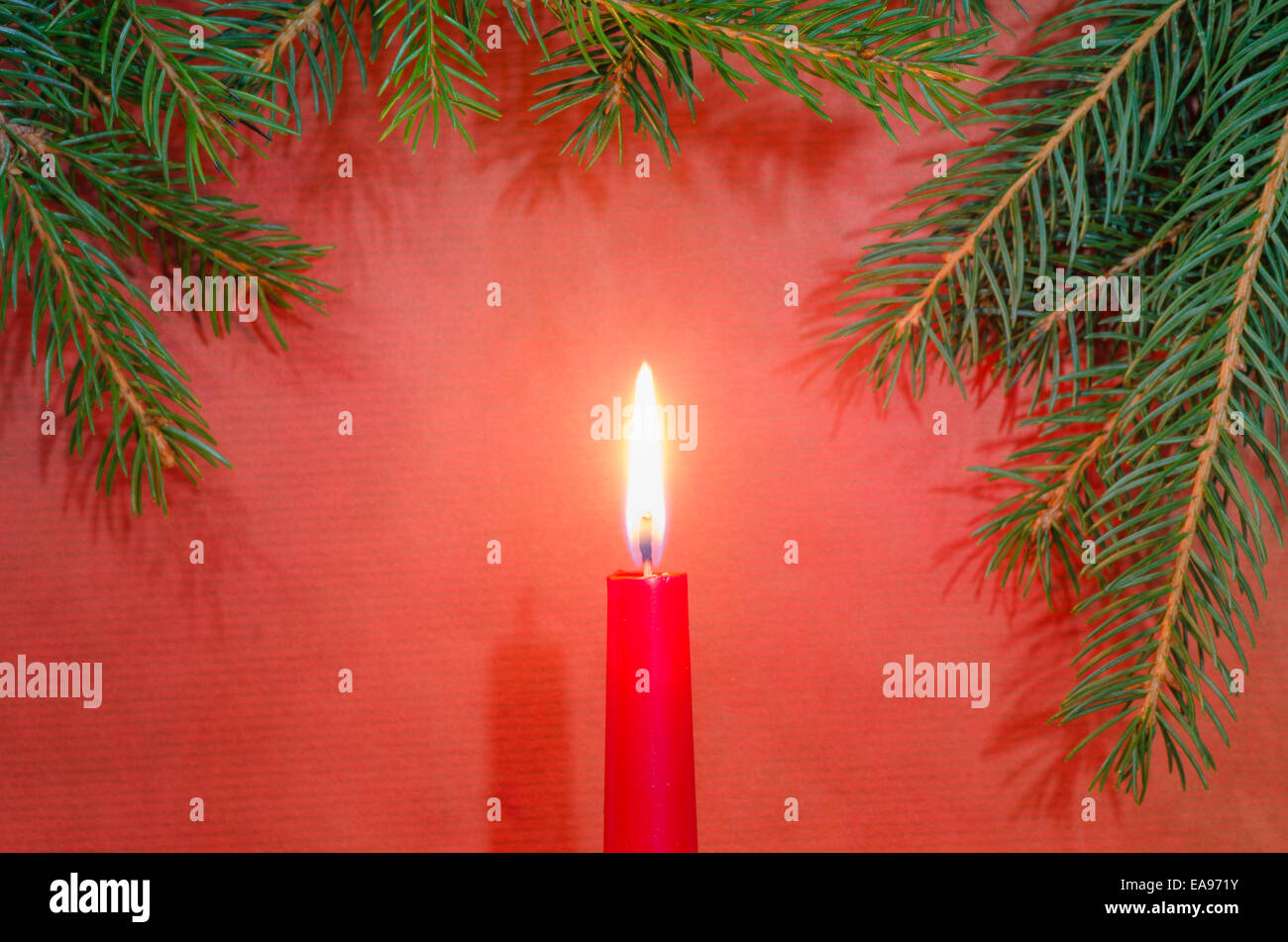 christmas decoration on red paper background Stock Photo - Alamy
